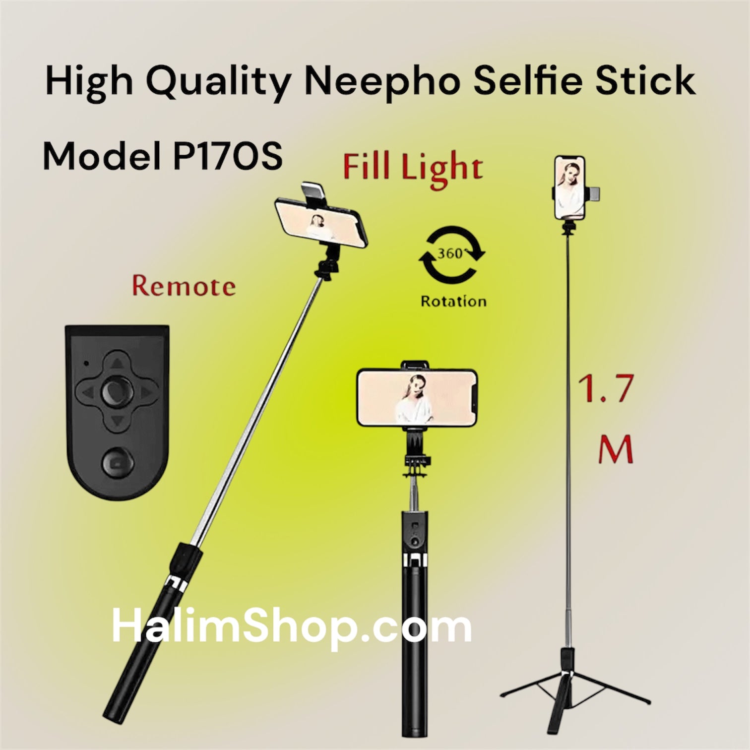 Neepho P170S Bluetooth Selfie Stick and tripod – Halim Electronic
